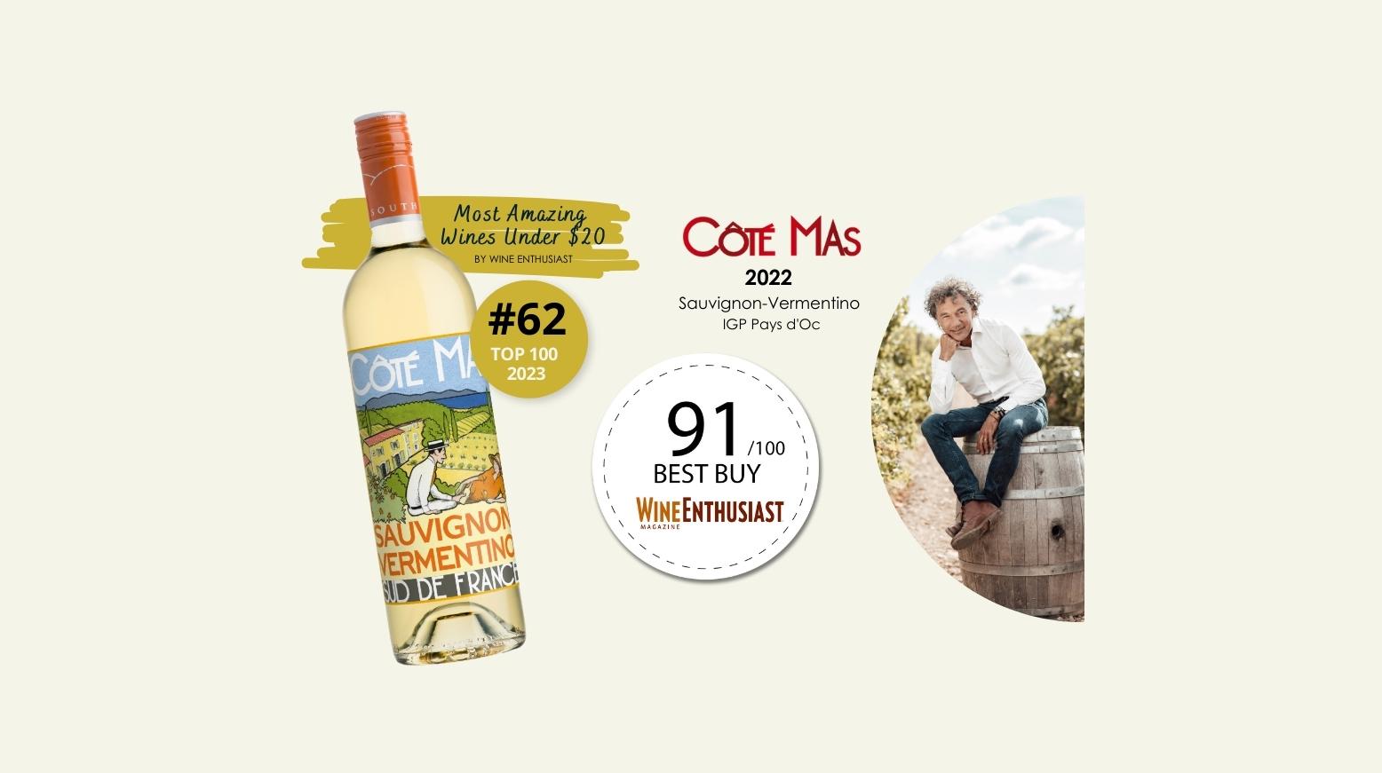 Wine Enthusiast - Côté Mas Sauvignon-Vermentino 2022 - Les Domaines ...